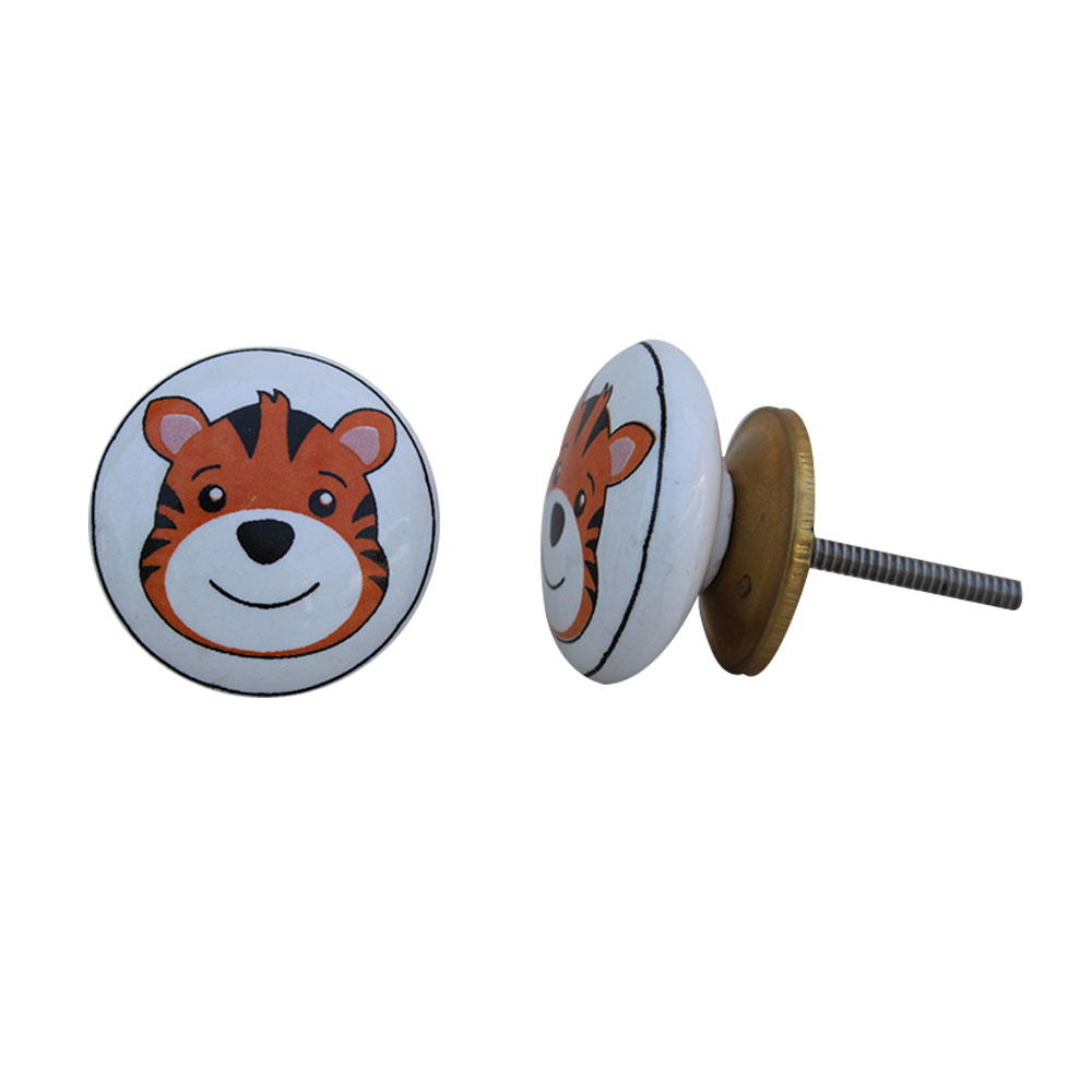 Tiger Face Flat Ceramic Knob