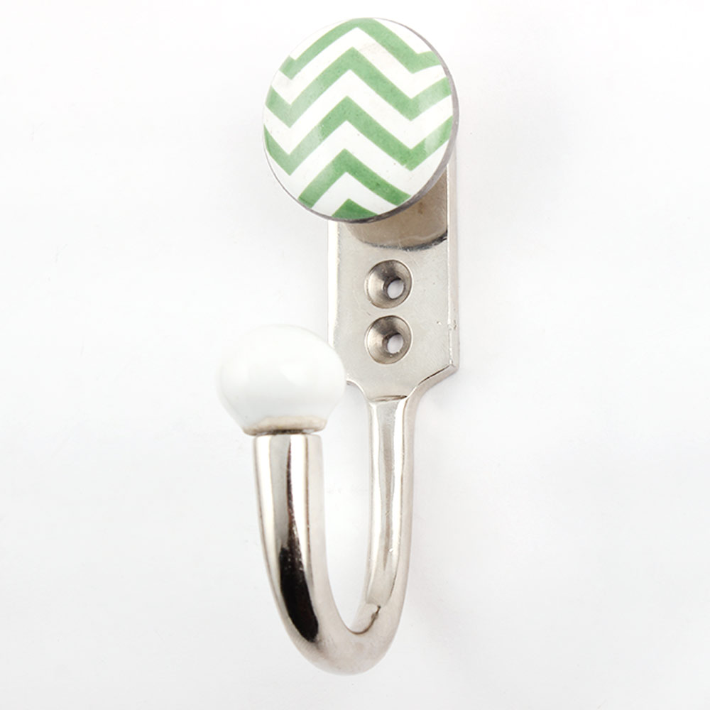 Green Striped Ceramic Hooks