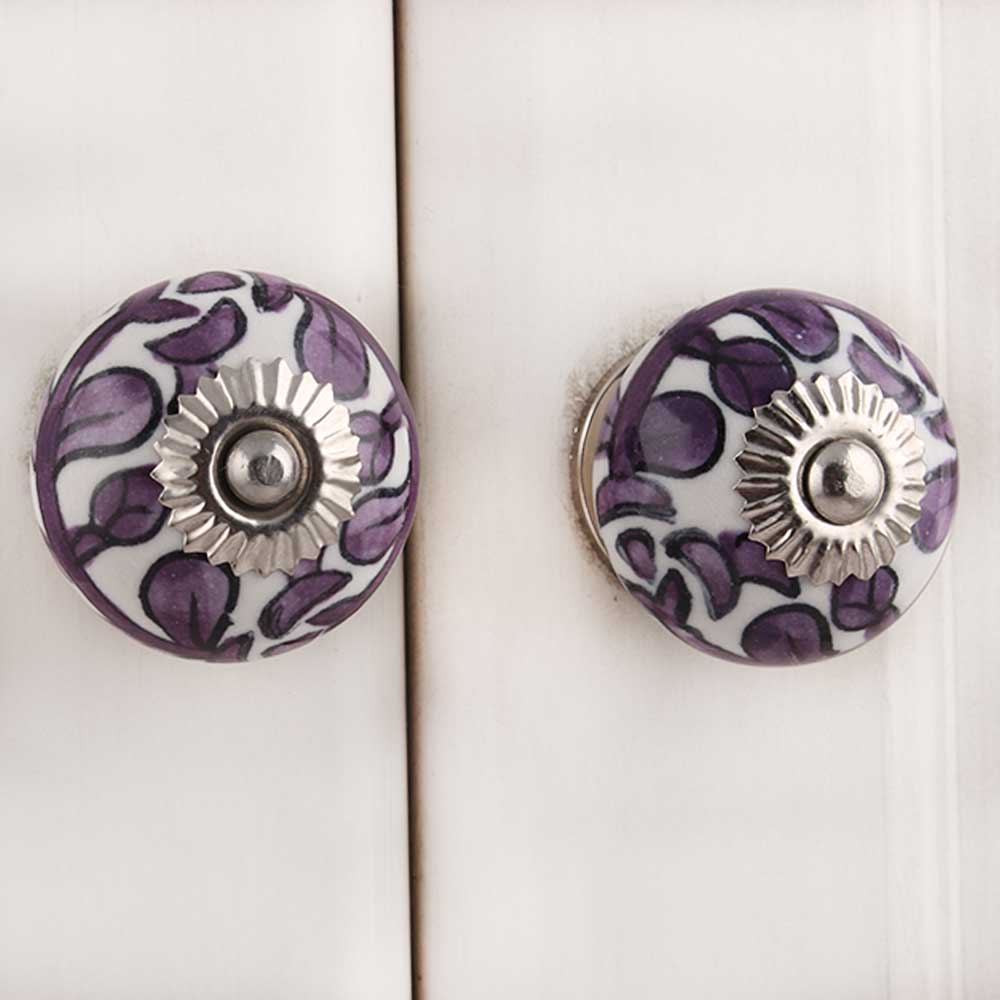 Purple Floral Knob