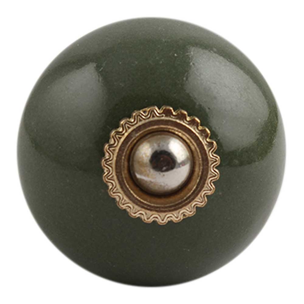 Olive Round Golden Fitting Ceramic Cabinet Knob