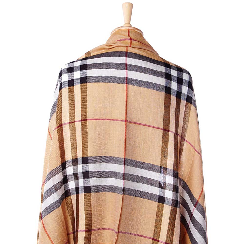 Camel Check CashmereÂ Stole