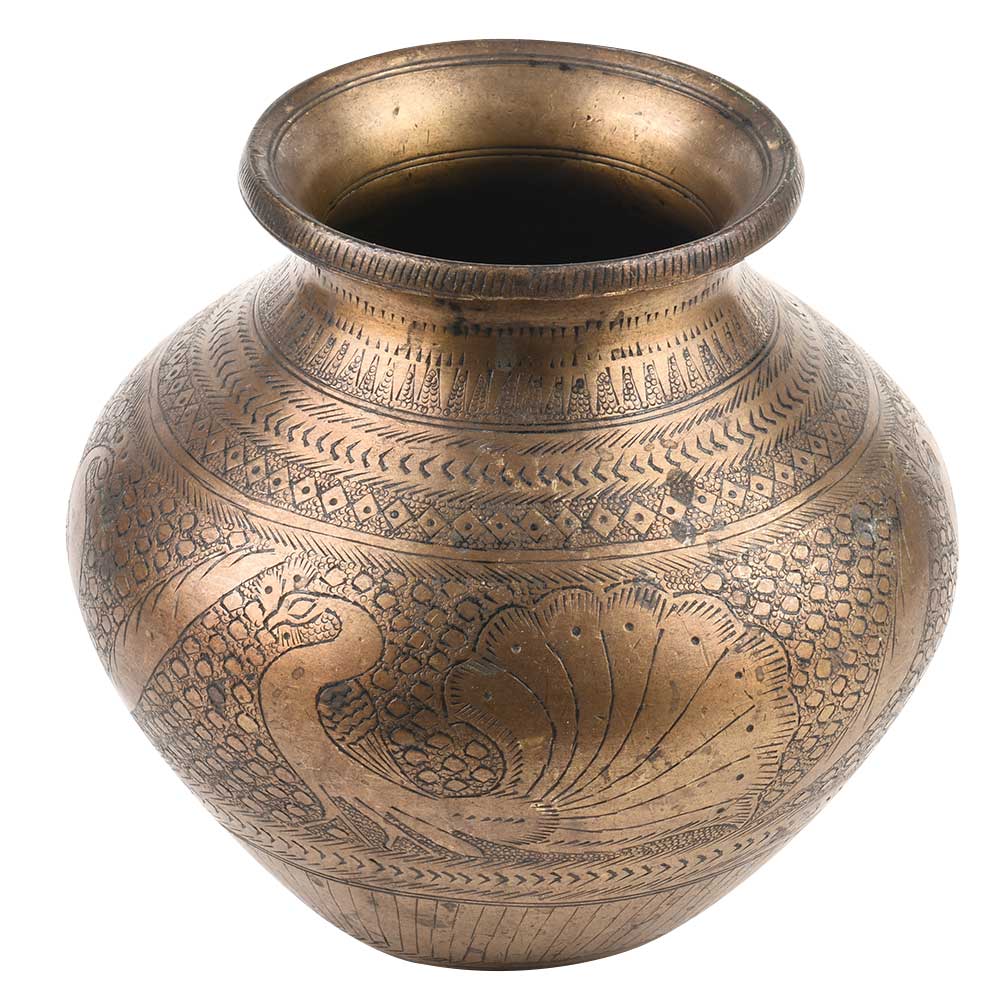 Peacock Carved Drinking Pot Lota Kalash
