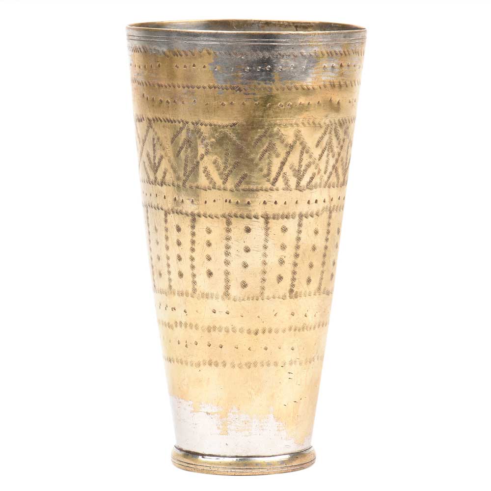 Different Pattern Etched Brass Lassi Glass