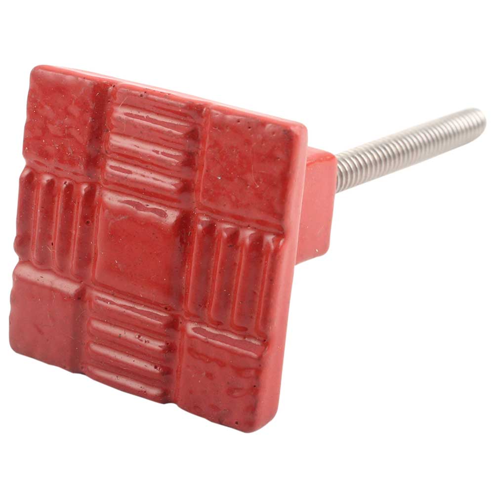 Red Square Metal Knobs