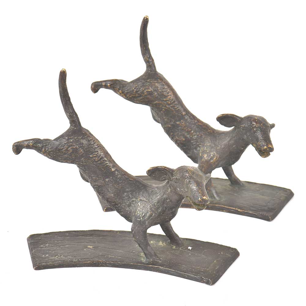 Hunting dog statues bronze bookends in Pair