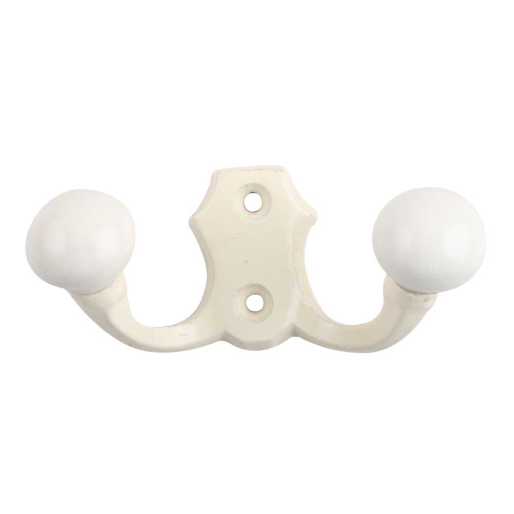 Cream Double Loop Ceramic Iron Hooks