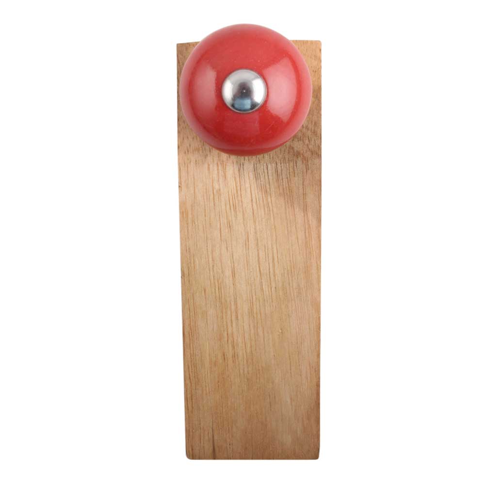 Red Round Ceramic Wooden Door Stopper