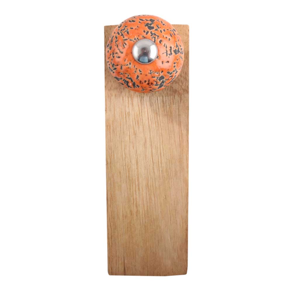 Orange And Black Etched Ceramic Wooden Door Stopper