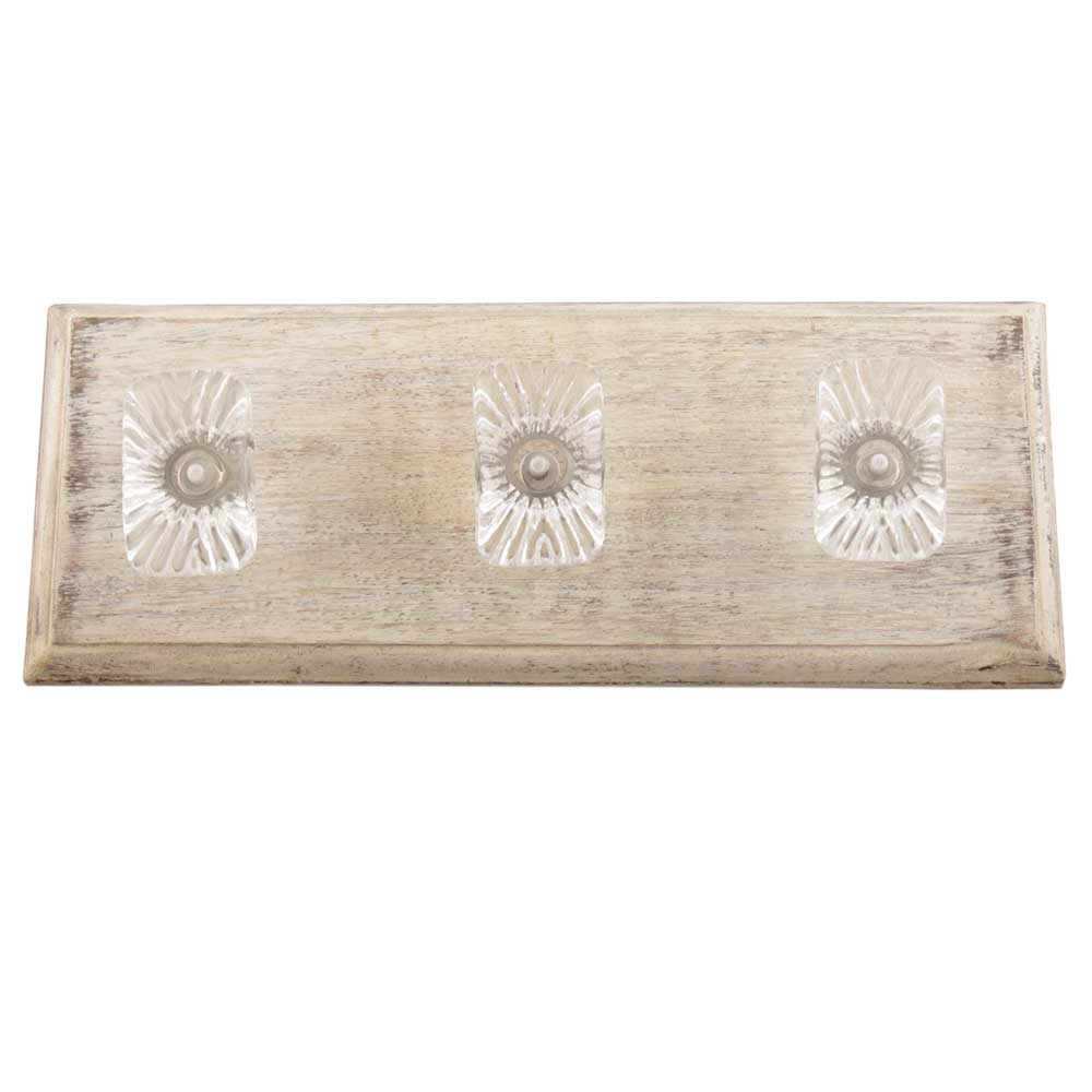 Clear Rectangle Glass Wooden Hook