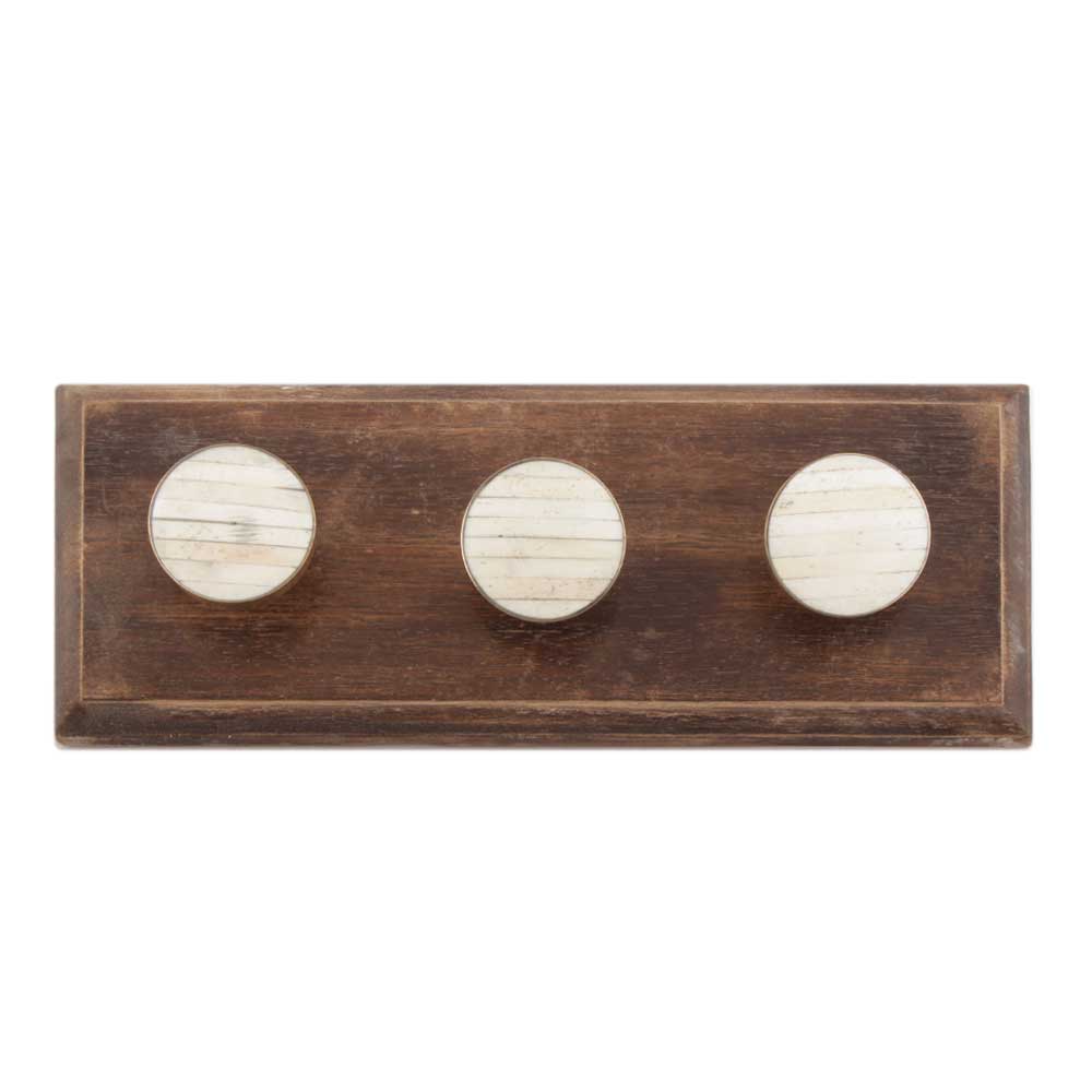 Cream Round Metal And Bone Wooden Hooks