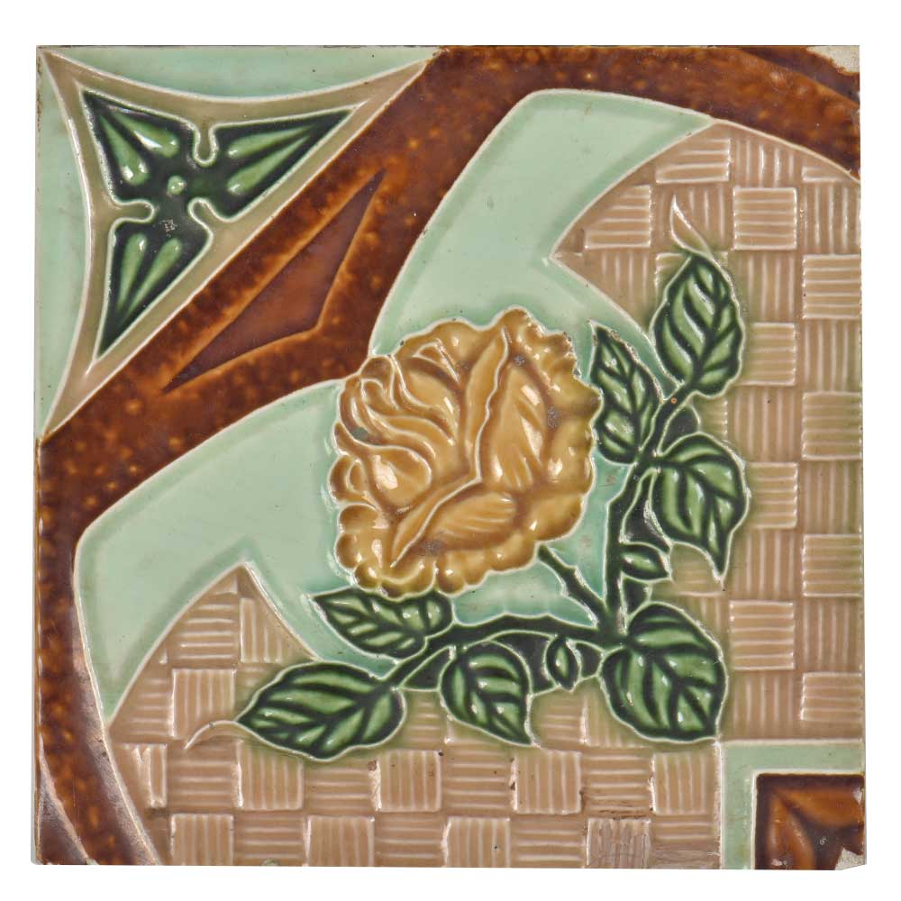 Vintage Ceramic Tile Flower Pattern