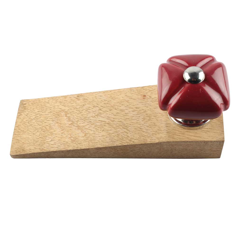 Solid Cherry Square Ceramic Door Stopper