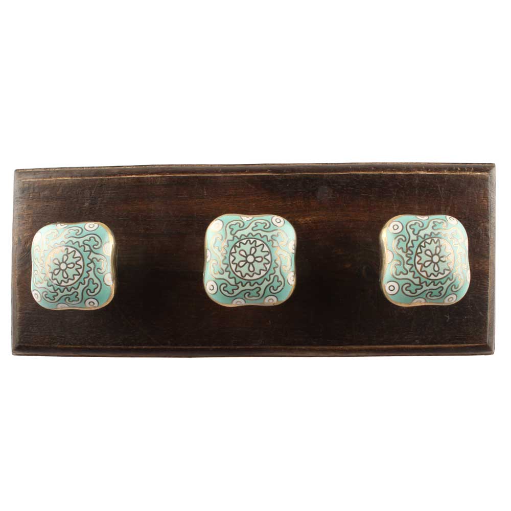 Sage Green Square Ceramic Wooden Hook