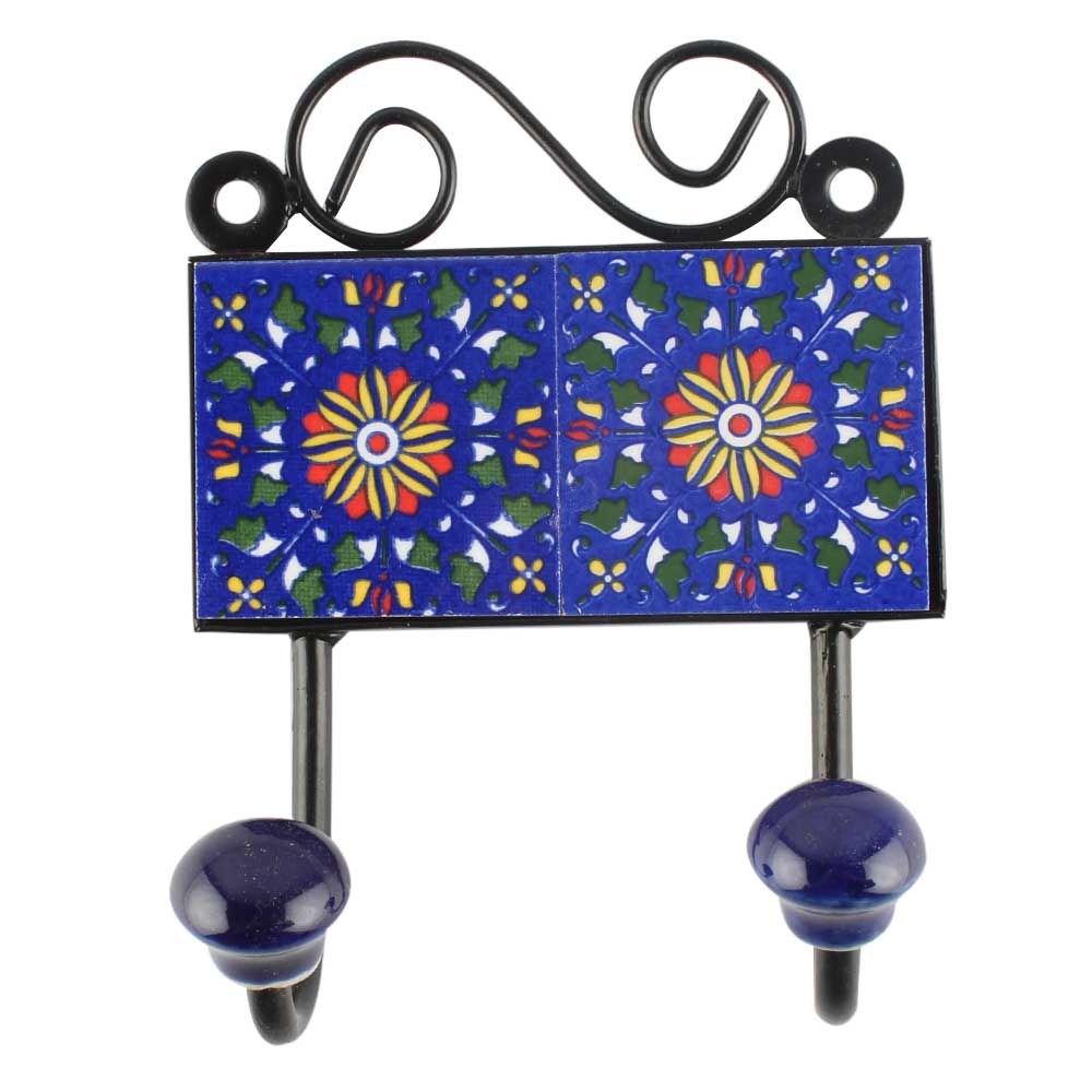 Ceramic Tile Hook in Navy Blue