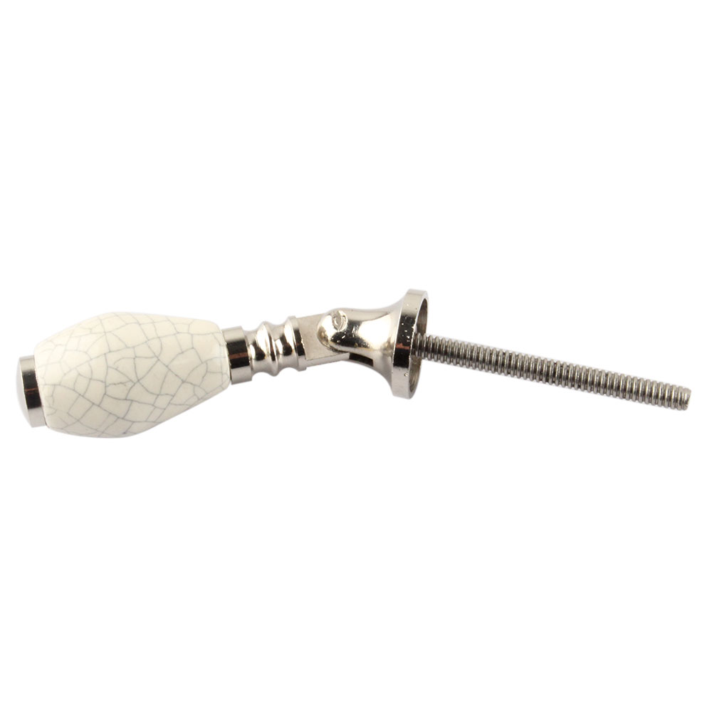 Cream Crackle Drop Ceramic Cabinet Knobs