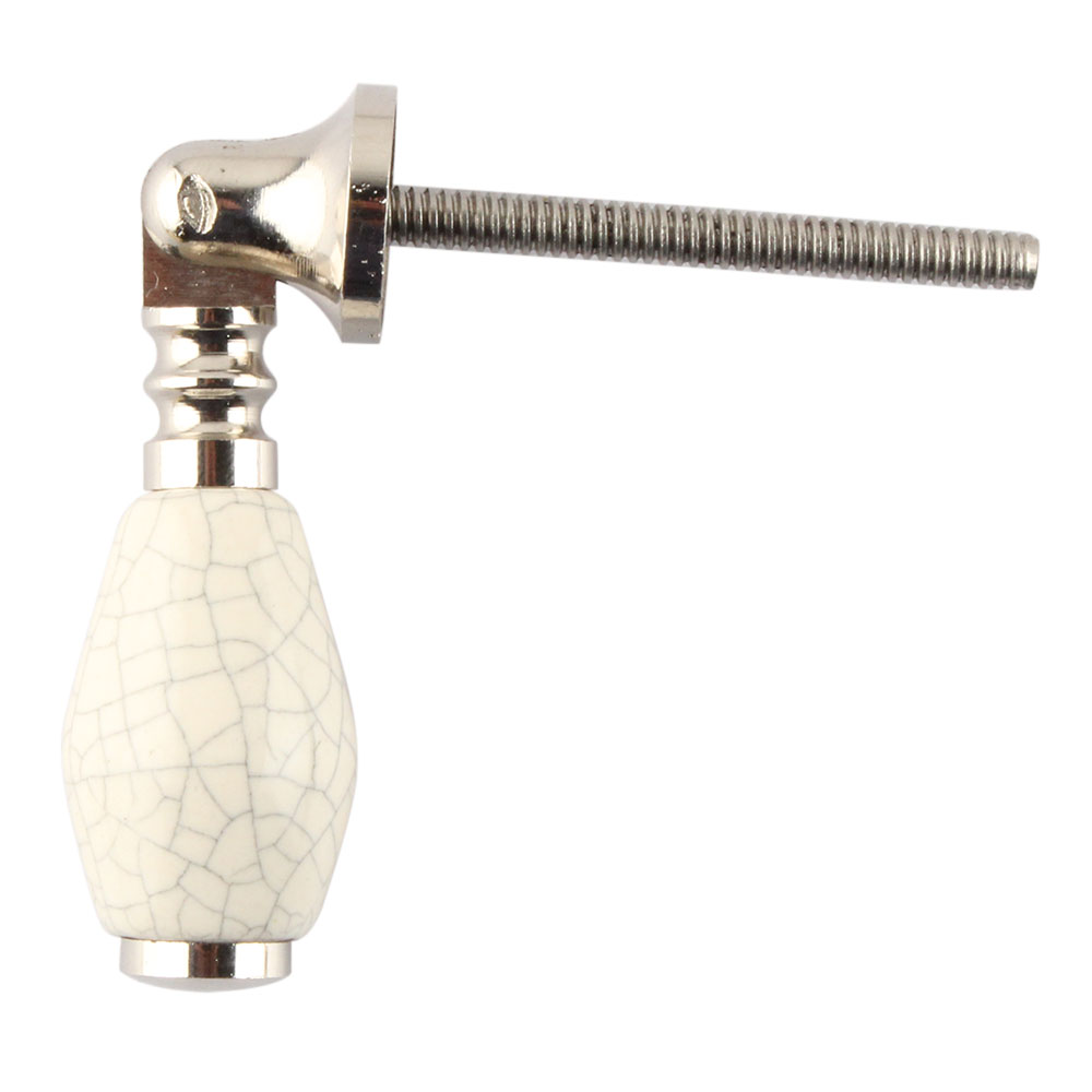 Cream Crackle Drop Ceramic Cabinet Knobs