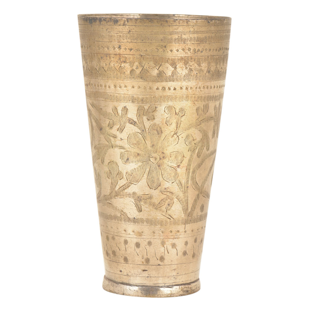Brass Big Flower Leaves Vines Designer Punjabi lassi Glass