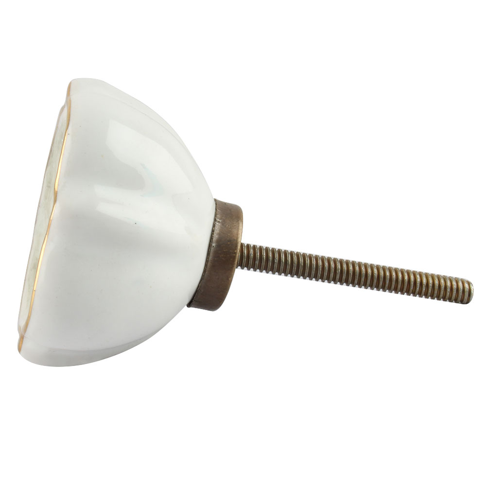 Cream Solid Gold Line Ceramic Dresser Knob Online