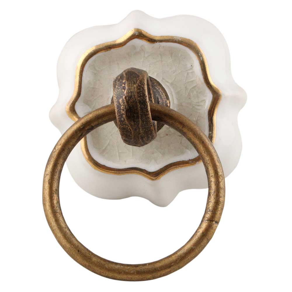 Cream Solid Gold Line Ceramic Dresser Knobs