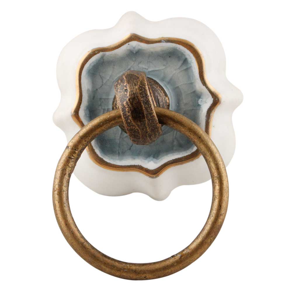 Grey Solid Gold Line Ceramic Cabinet Knobs