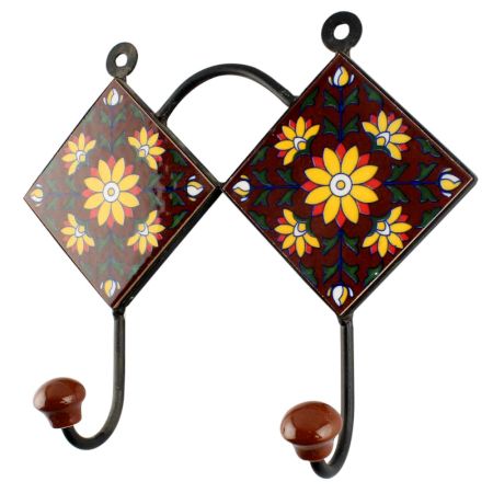 Yellow Sunflower Ceramic Tile Hook