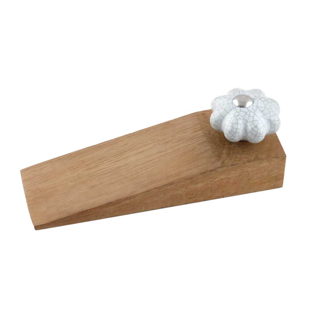 Steel Grey Ceramic Crackle Wooden Door Stopper