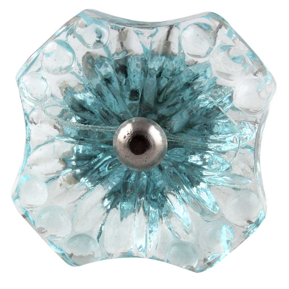 Turquoise Square Glass Flower Cabinet Knobs