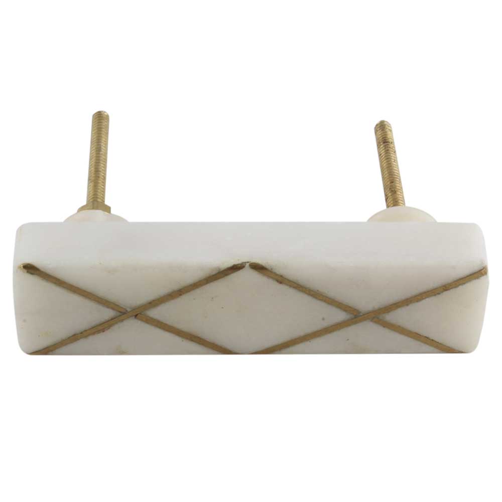 White Stone Square Gold Cross Handles