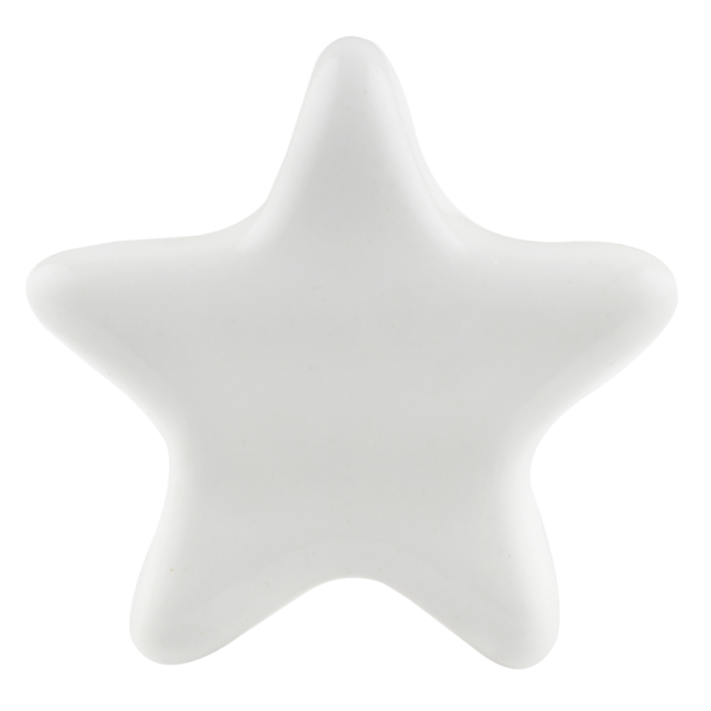 Solid White Star Ceramic Cabinet Knob