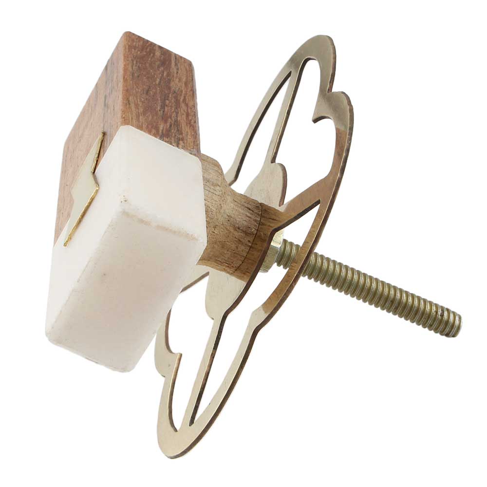 Rectangle Stone And Wooden Long Cabinet Knobs