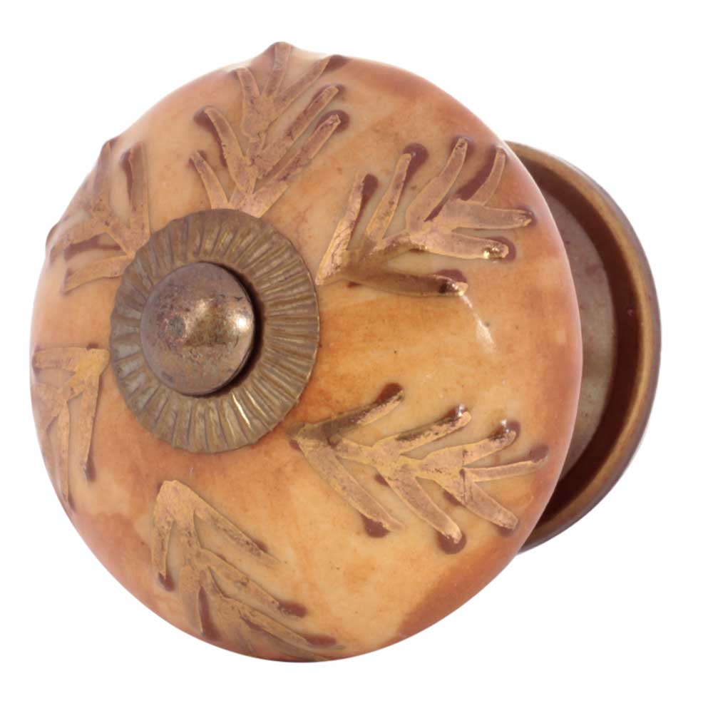 Brown Golden Leaf Ceramic Cabinet Knobs