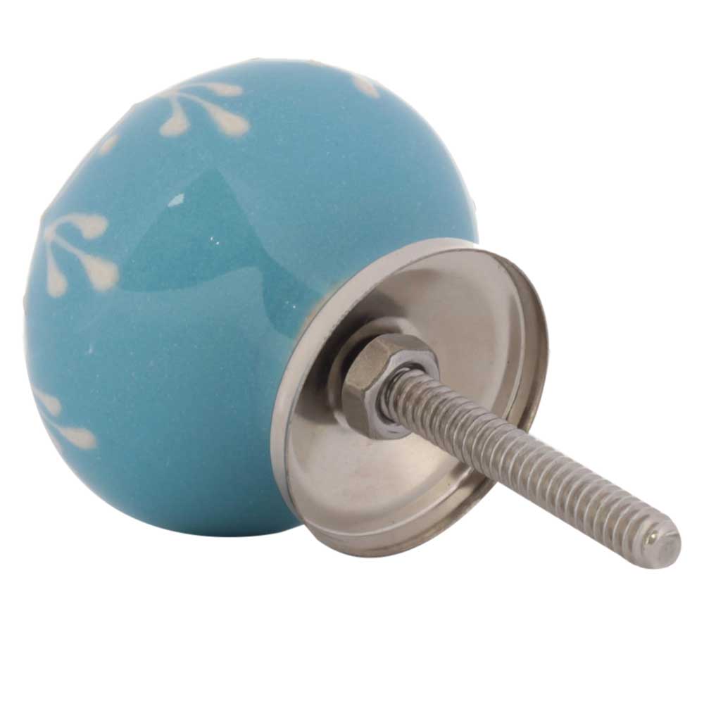 Turquoise Floral Embossed Cabinet knob