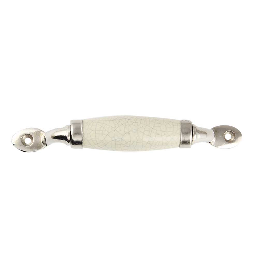 Cream Crackle Small Ceramic Silver Door Handles