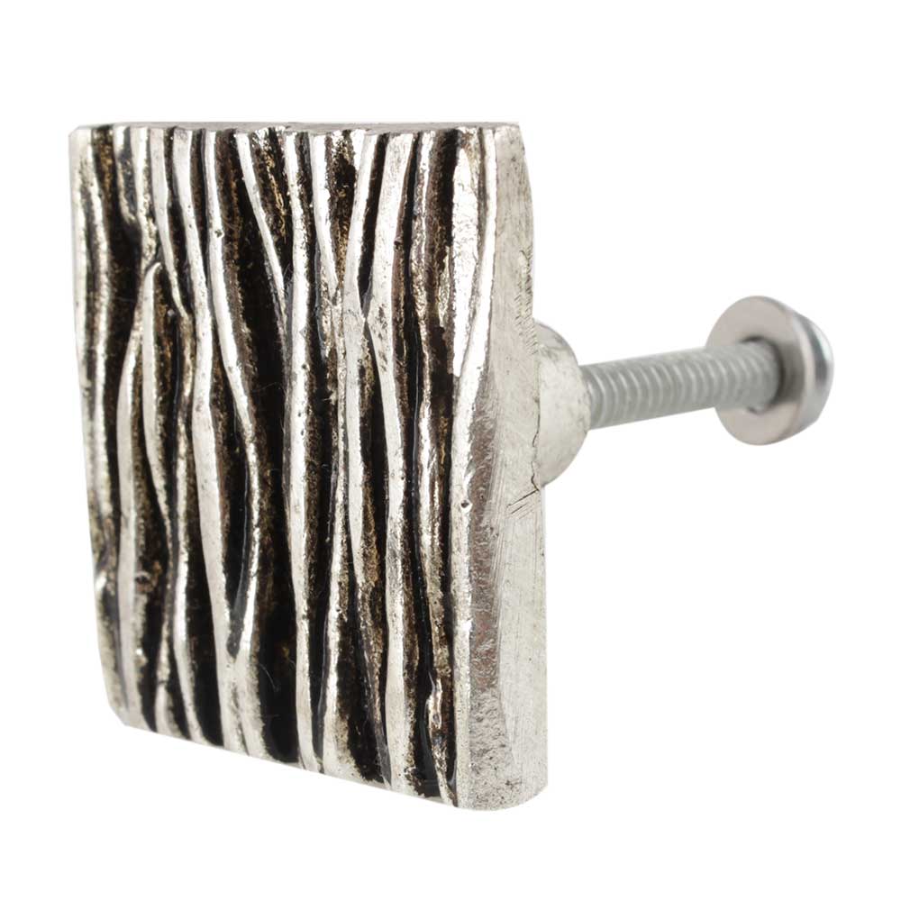 Square Bark Shape Antique Silver Aluminium Cabinet Knob