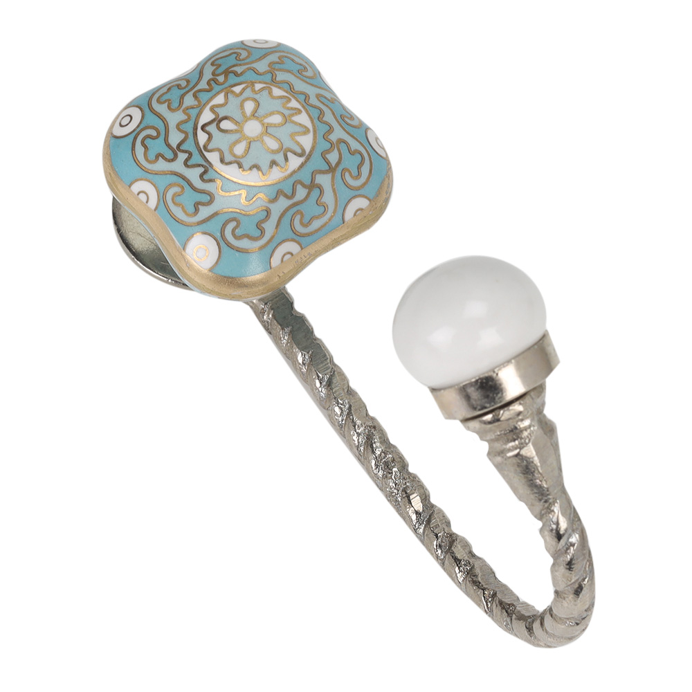 Square Ceramic Sage Green Ceramic Metal Hook Silver Fitting