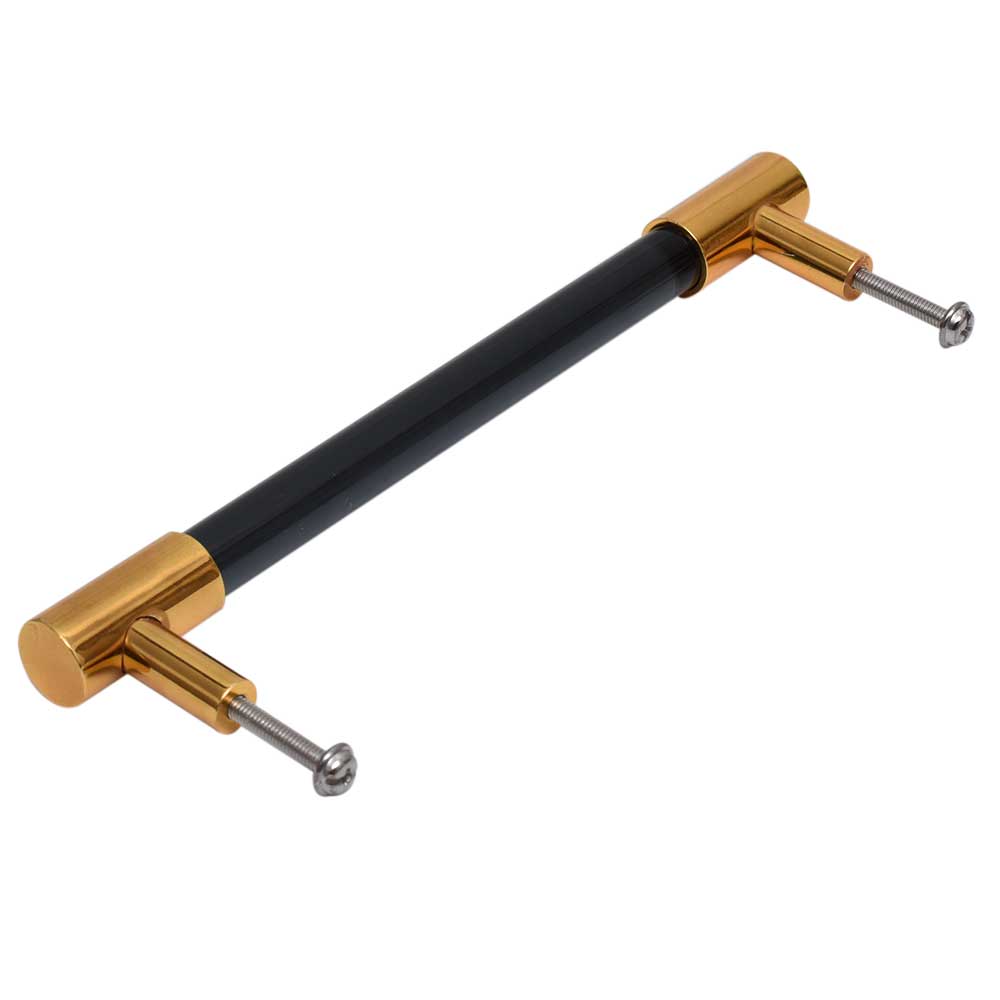 Black Golden Medium Cylinder Glass Door Handles