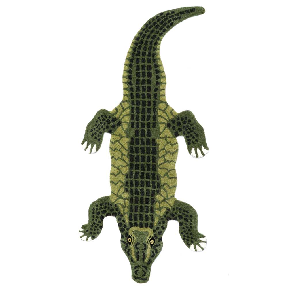 Handmade Tufted Crocodile Pattern Wool Rug