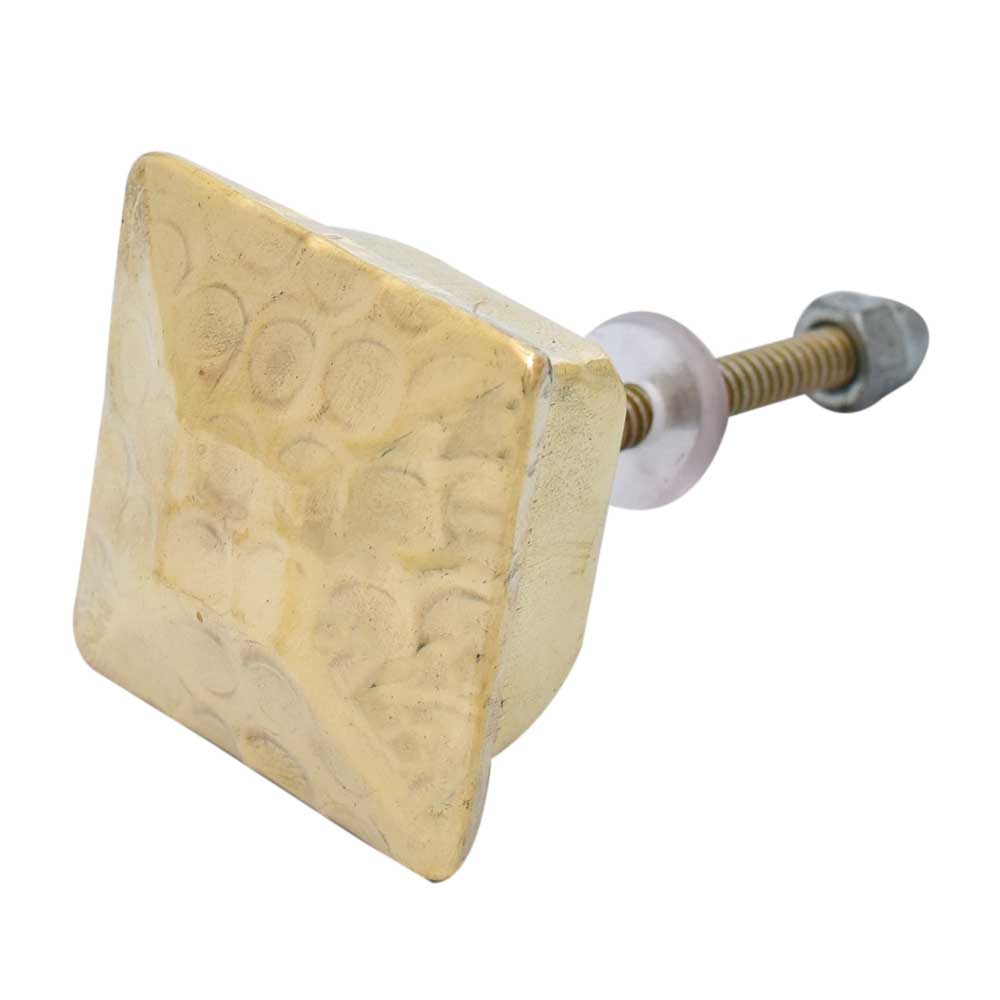 Square Brass Hammered Cabinet Knobs
