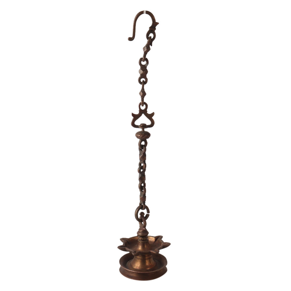 Traditional Brass Hanging Oil Lamp With Chain