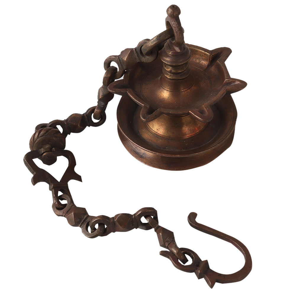 Traditional Brass Hanging Oil Lamp With Chain