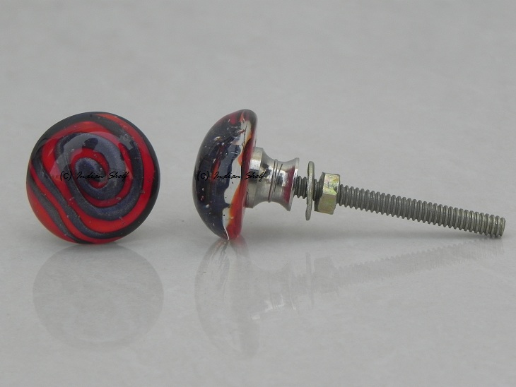 Red Striped Glass Knob