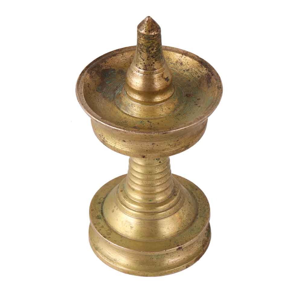 Small Golden Brass Arti Lamp For God Worship