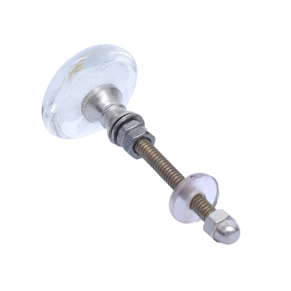 White Flower Engraved Glass Cupboard Knobs