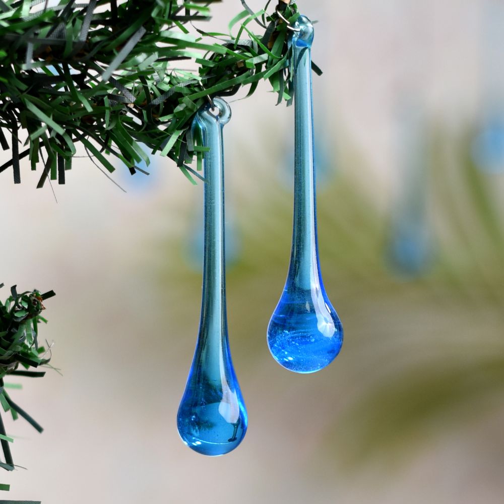Turquoise Glass Chandelier Drop Ornaments - Christmas Tree Ornaments ...