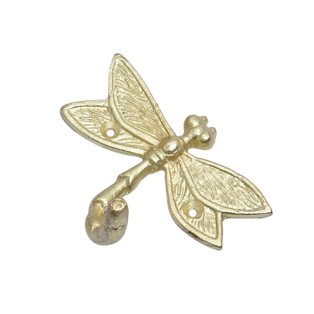 Golden Iron Dragonfly Key Wall Hooks