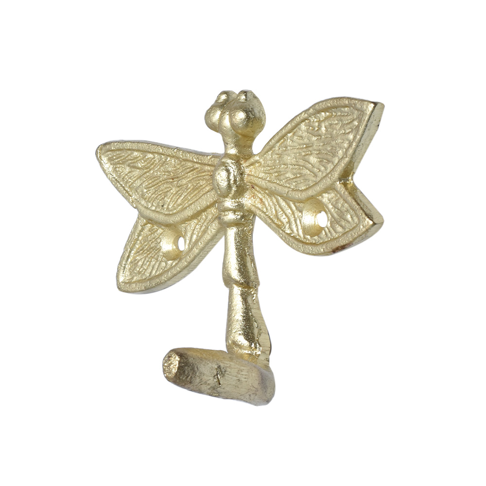 Golden Iron Dragonfly Key Wall Hooks
