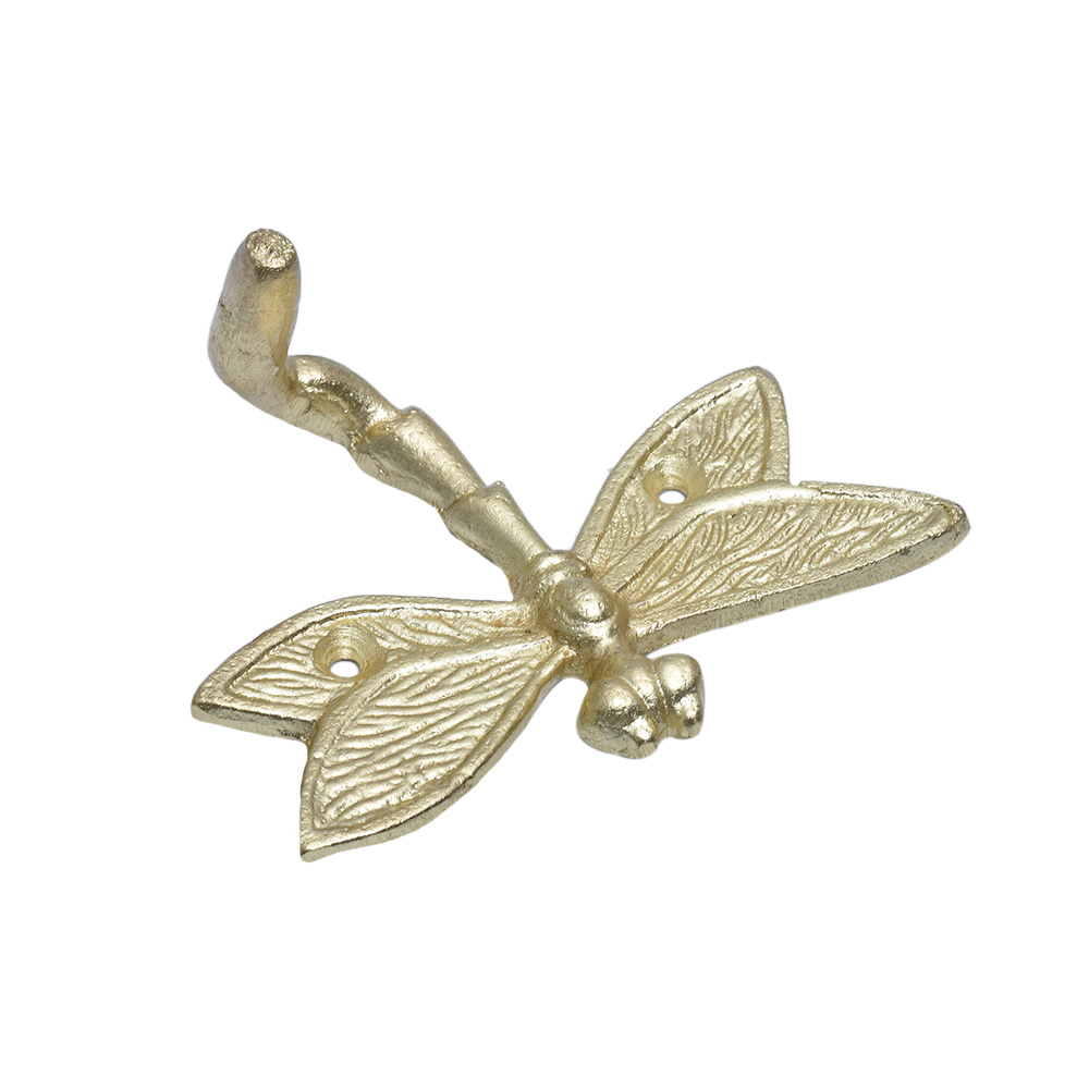 Golden Iron Dragonfly Key Wall Hooks
