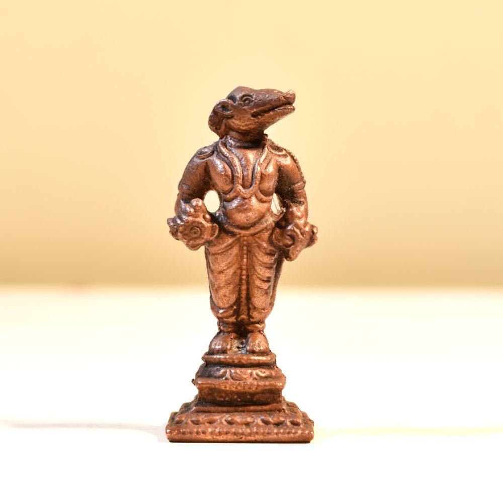 Brown Copper Lord Hayagreeva Statue for Worship