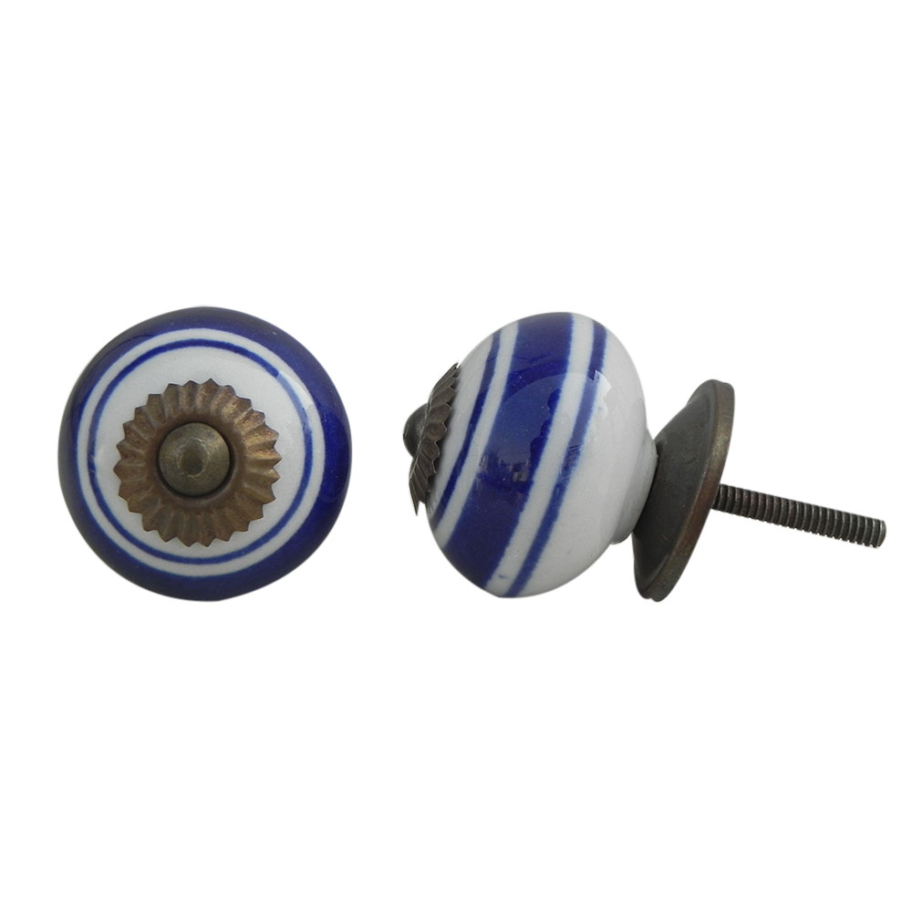 Navy Blue Striped Knob