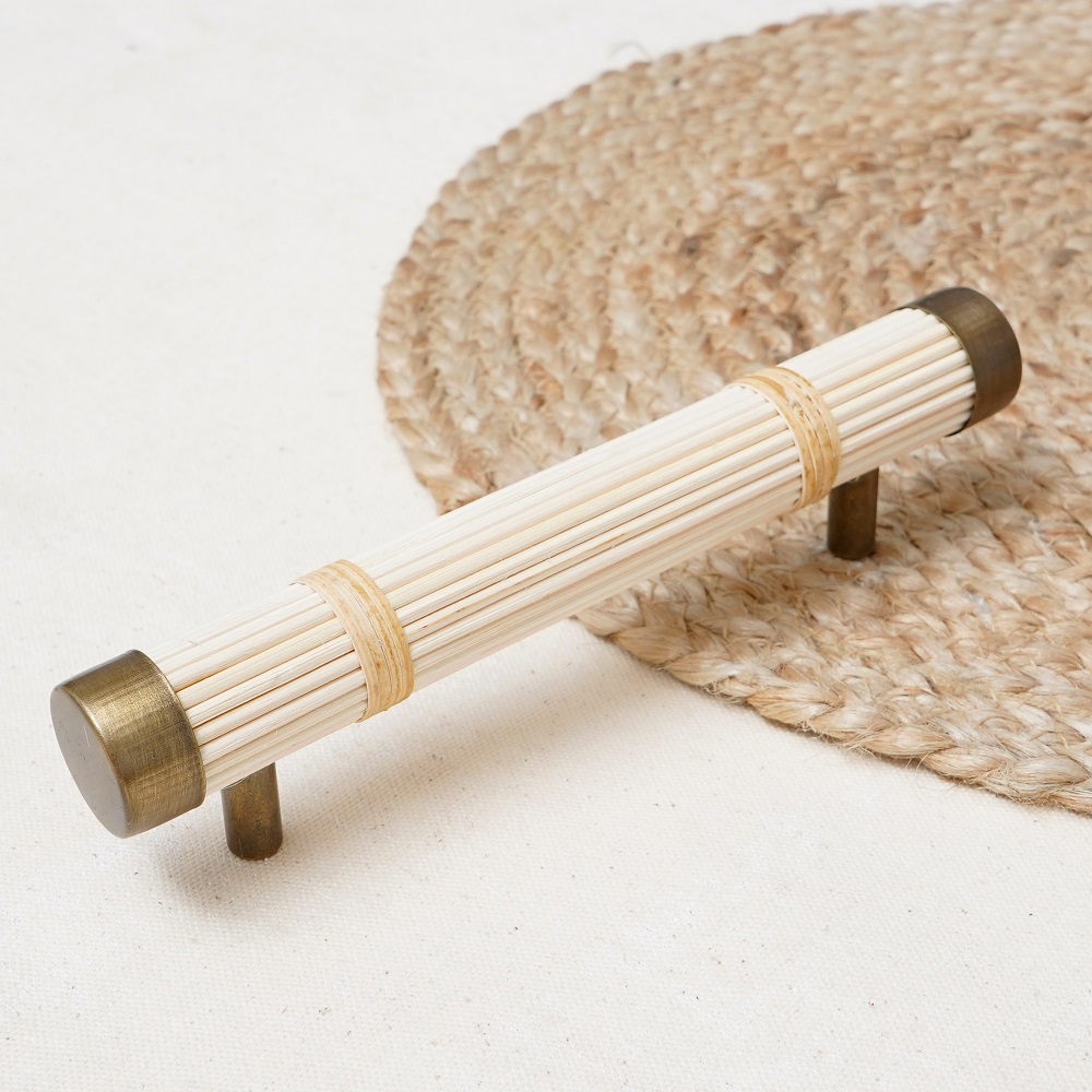 Natural Round Rattan Cabinet Handles (7 Inch)